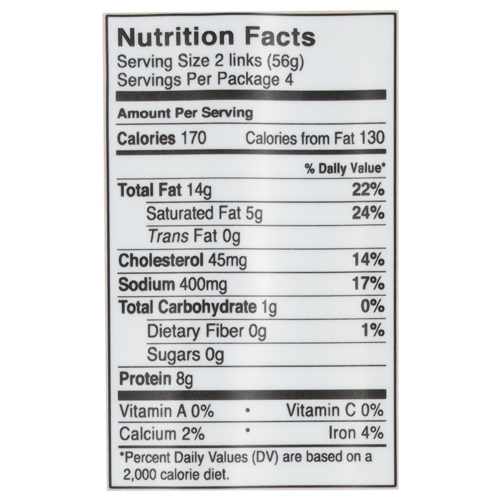 Niman Ranch Breakfast Sausage, Pork-Nutrition-Facts