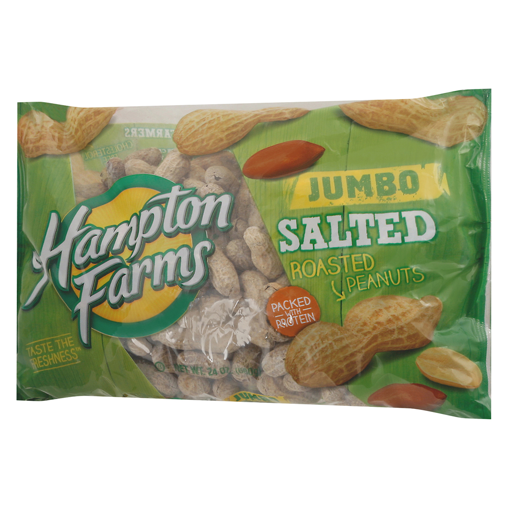 Hampton Farms Peanuts, Salted, Roasted, Jumbo-Front-Right-Elevated