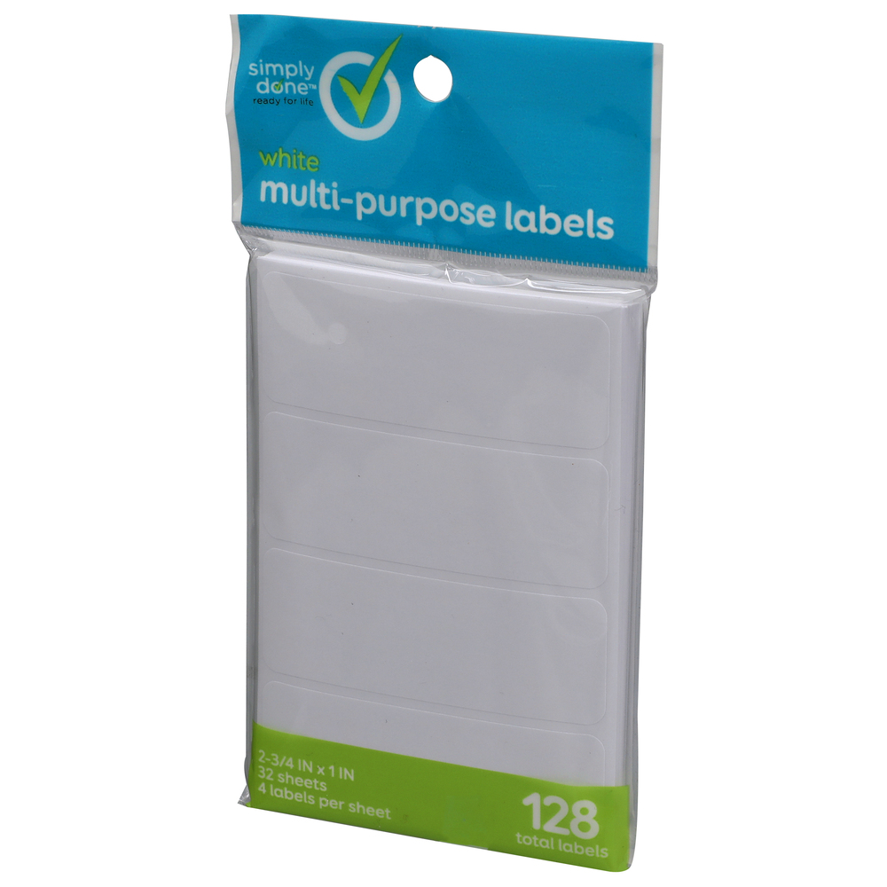 Simply Done Multi-Purpose Labels, White-Front-Right-Elevated