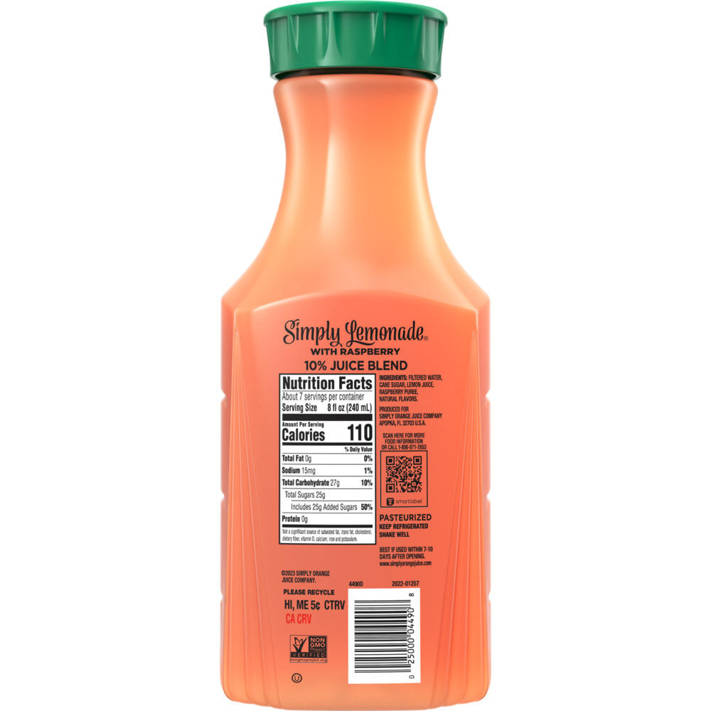 Simply Lemonade With Raspberry, All Natural Non-Gmo-Planogram-Back