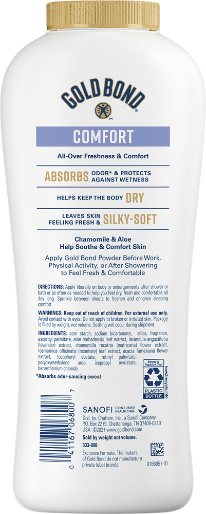 Gold Bond Body Powder, Comfort, Fresh Clean Scent-Planogram-Back