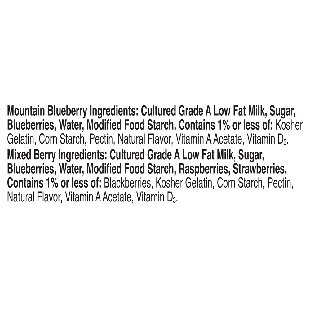 Yoplait Original Yogurt, Low Fat, Mountain Blueberry, Mixed Berry ...