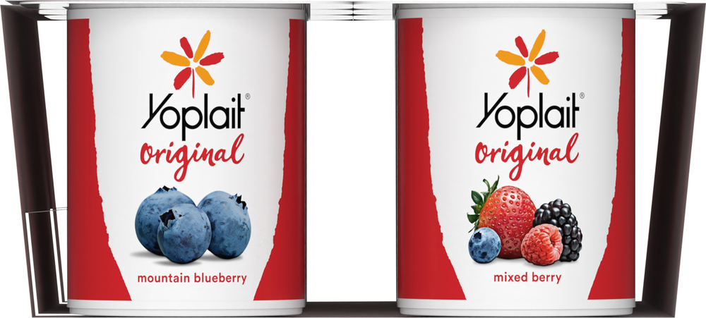 Yoplait Original Yogurt, Low Fat, Mountain Blueberry, Mixed Berry-Planogram-Left