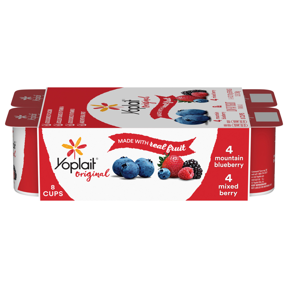 Yoplait Original Yogurt, Low Fat, Mountain Blueberry, Mixed Berry-Main