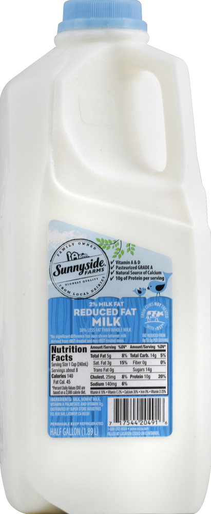 Sunnyside Farms Milk, Reduced Fat, 2% Milk Fat-Ecom