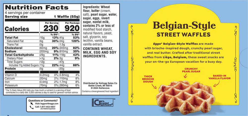 belgian waffle serving size