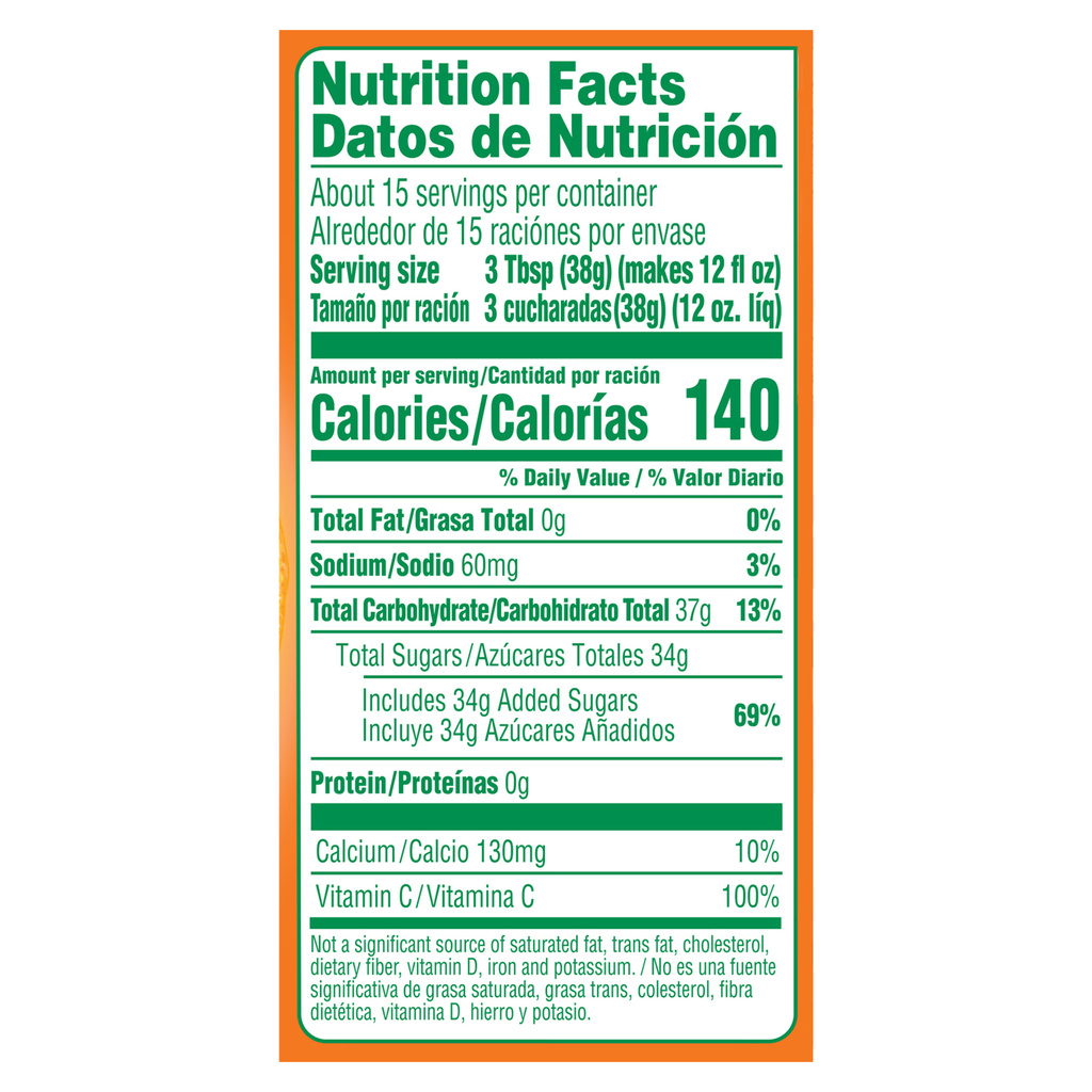 Tang Drink Mix, Orange-Nutrition-Facts