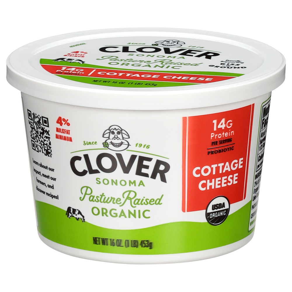 Clover Sonoma Cottage Cheese, Organic-Front-Right-Elevated