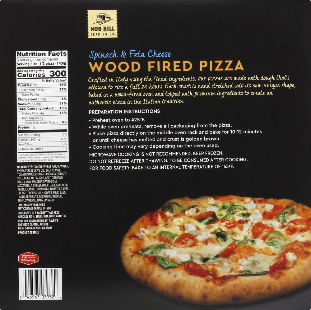 Nob Hill Trading Co. Spinach & Feta Cheese Wood Fired Pizza-Planogram-Back