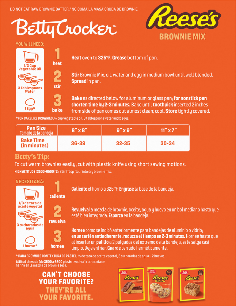 brownies box instructions