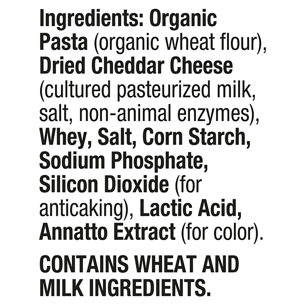 Annie's Macaroni & Cheese, Shell & Real Aged Cheddar-Ingredients