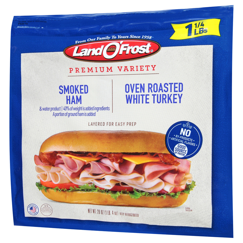 Land O'Frost Smoked Ham/Oven Roasted White Turkey, Premium Variety ...