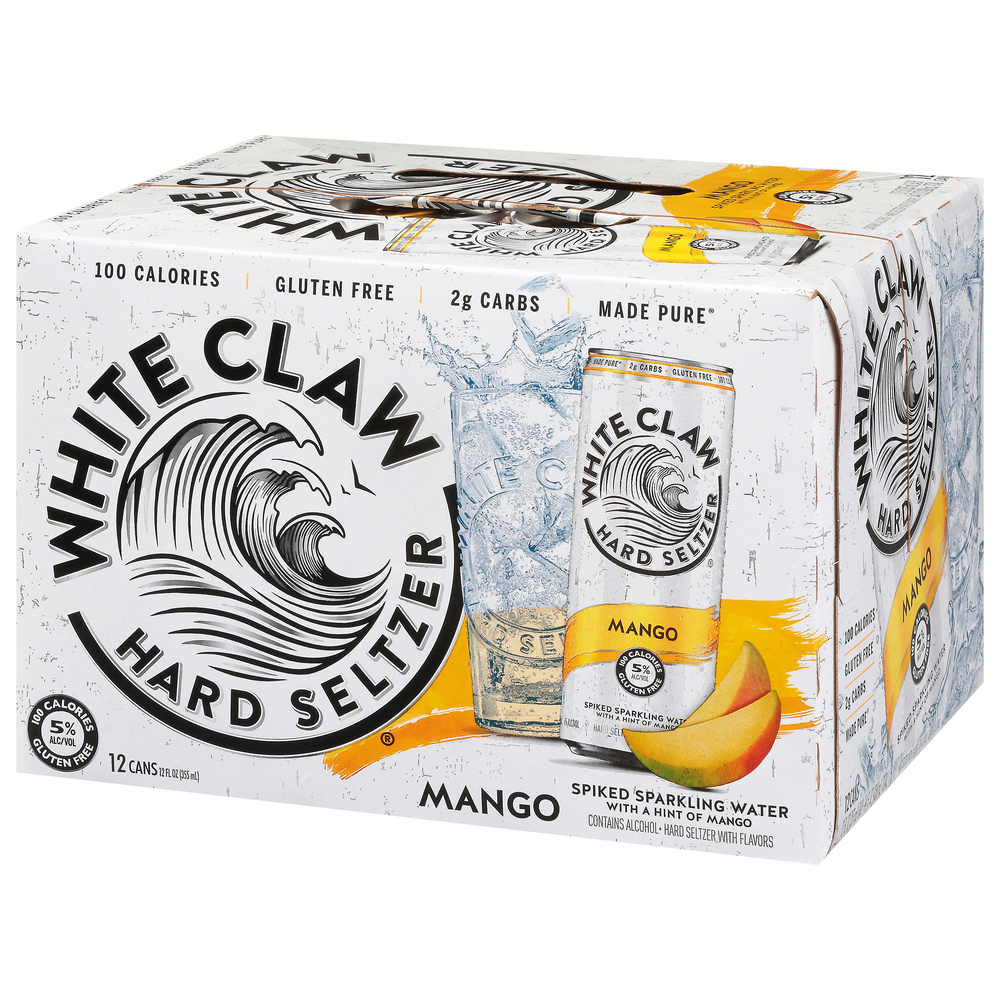 White Claw Hard Seltzer Hard Seltzer, Mango, 12 Pack-Front-Right-Elevated