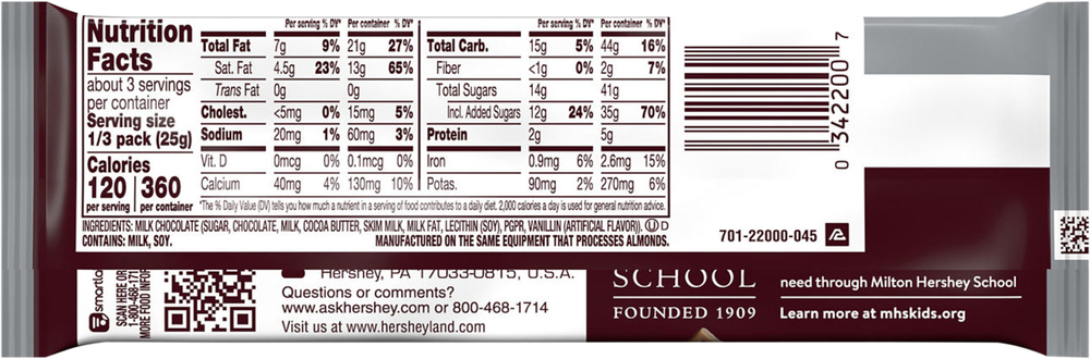 Hershey's Milk Chocolate King Size-Planogram-Back