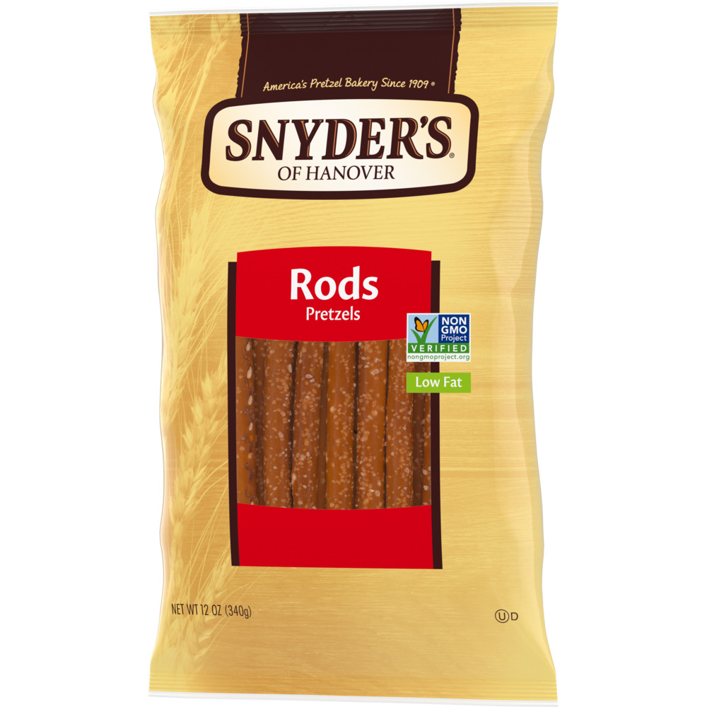 Snyder's of Hanover Pretzels, Low Fat, Rods-Front-Right-Elevated