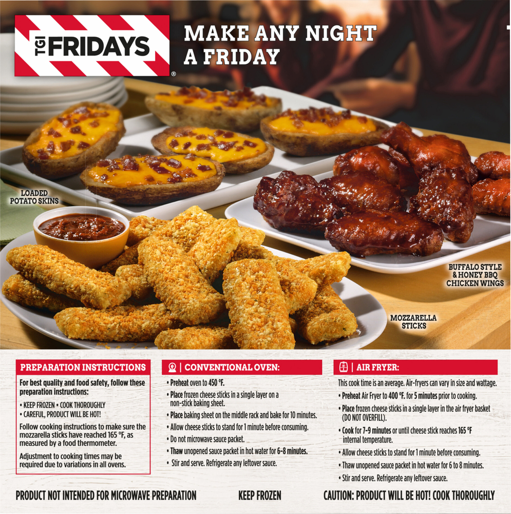 TGI Fridays Mozzarella Sticks, Restaurant Style, Crispy-Planogram-Back