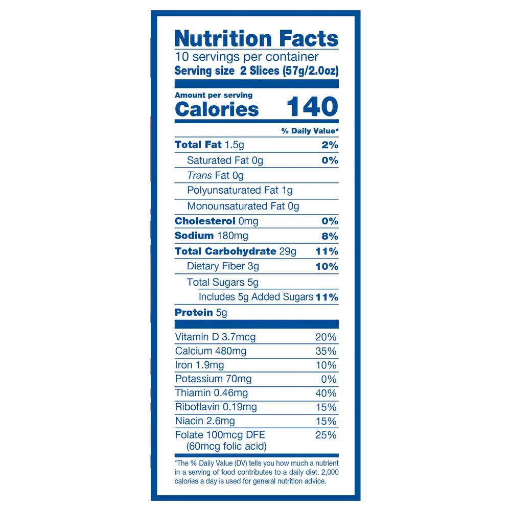 Wonder Bread Classic White Nutrition Facts