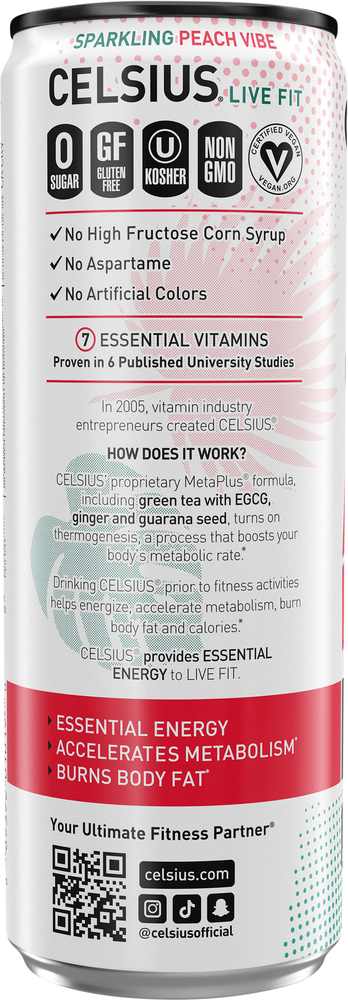 Celsius Live Fit Energy Drink, Peach Vibe-Planogram-Right
