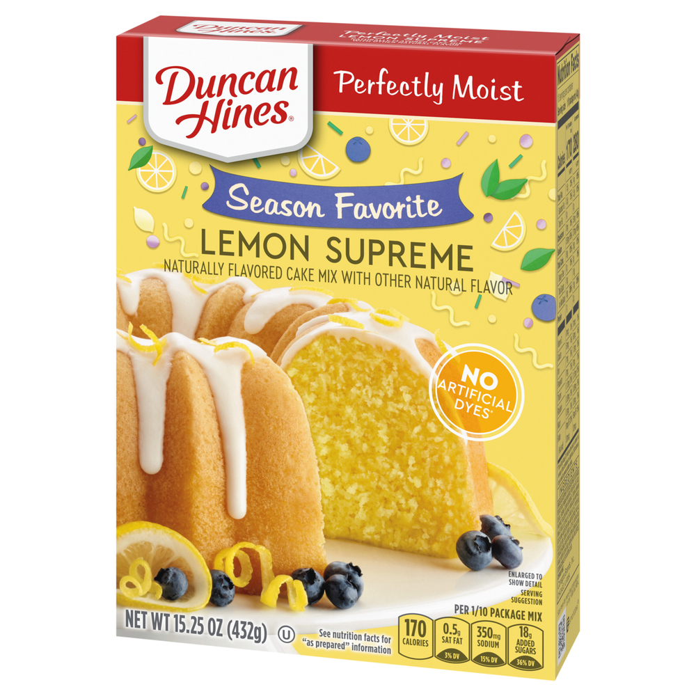 Duncan Hines Signature Cake Mix, Lemon Supreme, Perfectly Moist-Front ...