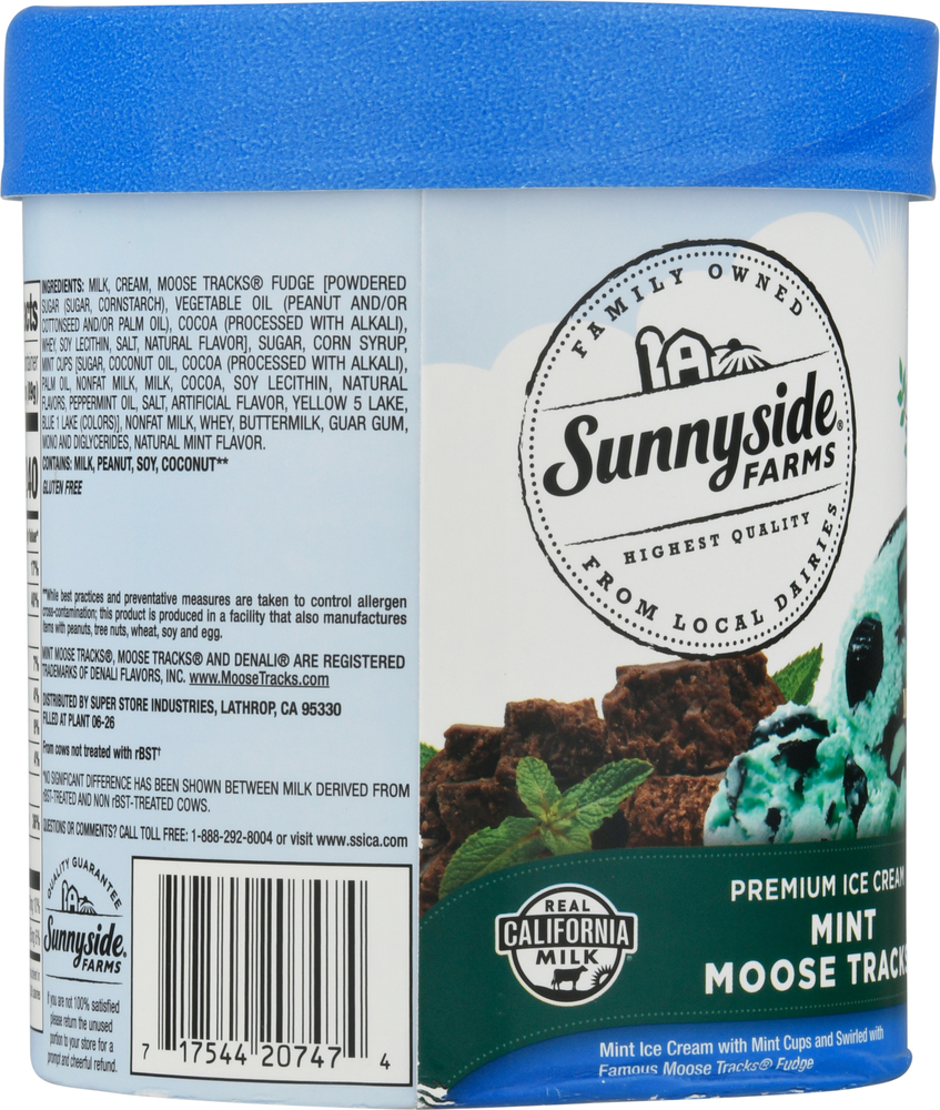 Sunnyside Farms Ice Cream, Premium, Mint Moose Tracks-Planogram-Back