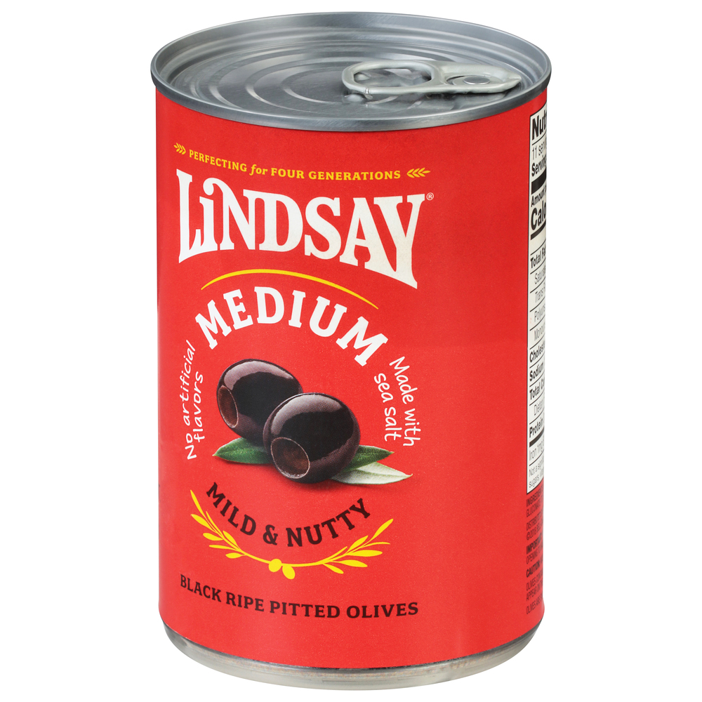 Lindsay Olives, Black Ripe Pitted, Medium-Front-Right-Elevated