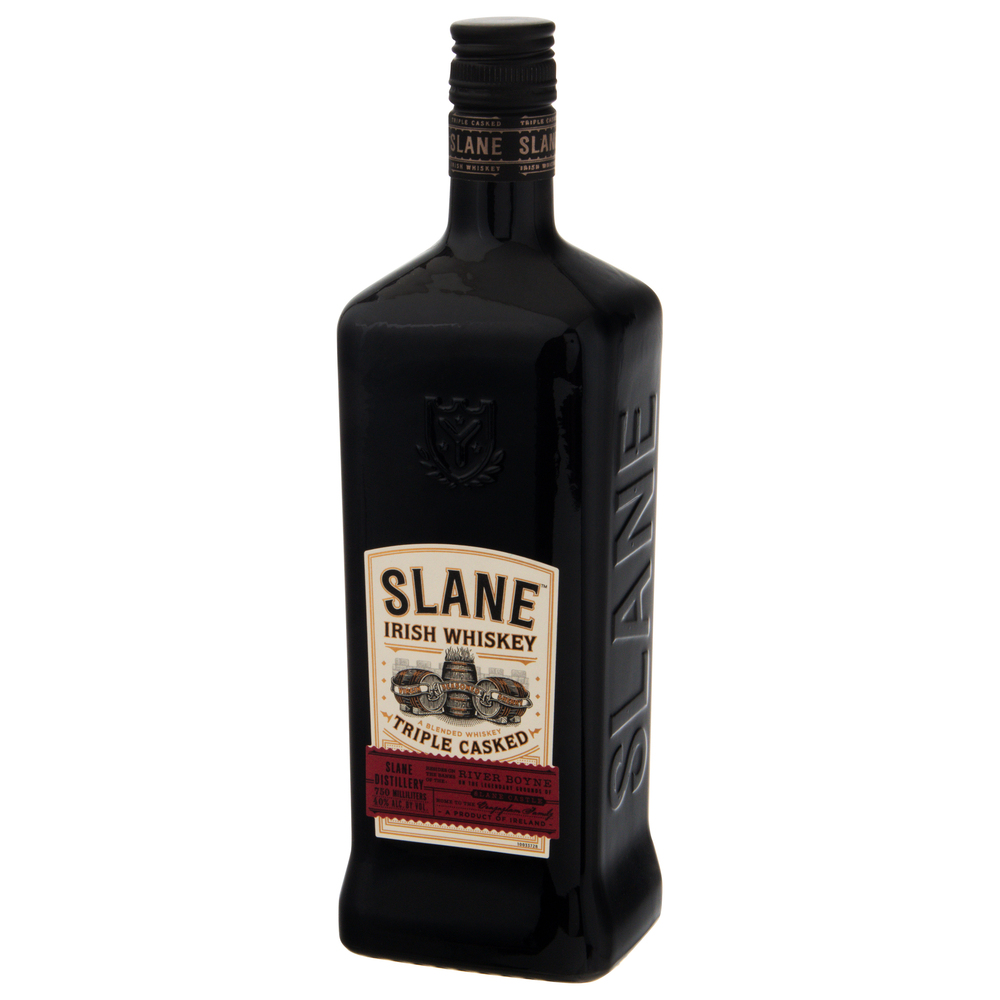 Slane Whiskey, Irish, Triple Casked, River Boyne-Front-Right-Elevated