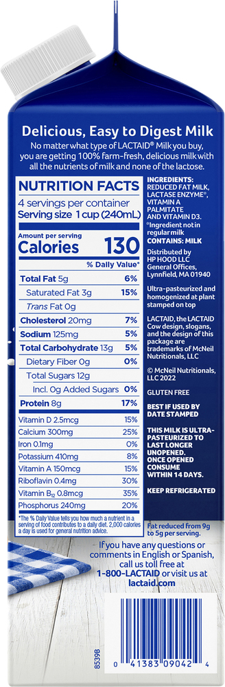 Lactaid Milk, 2% Reduced Fat, Lactose Free-Planogram-Right