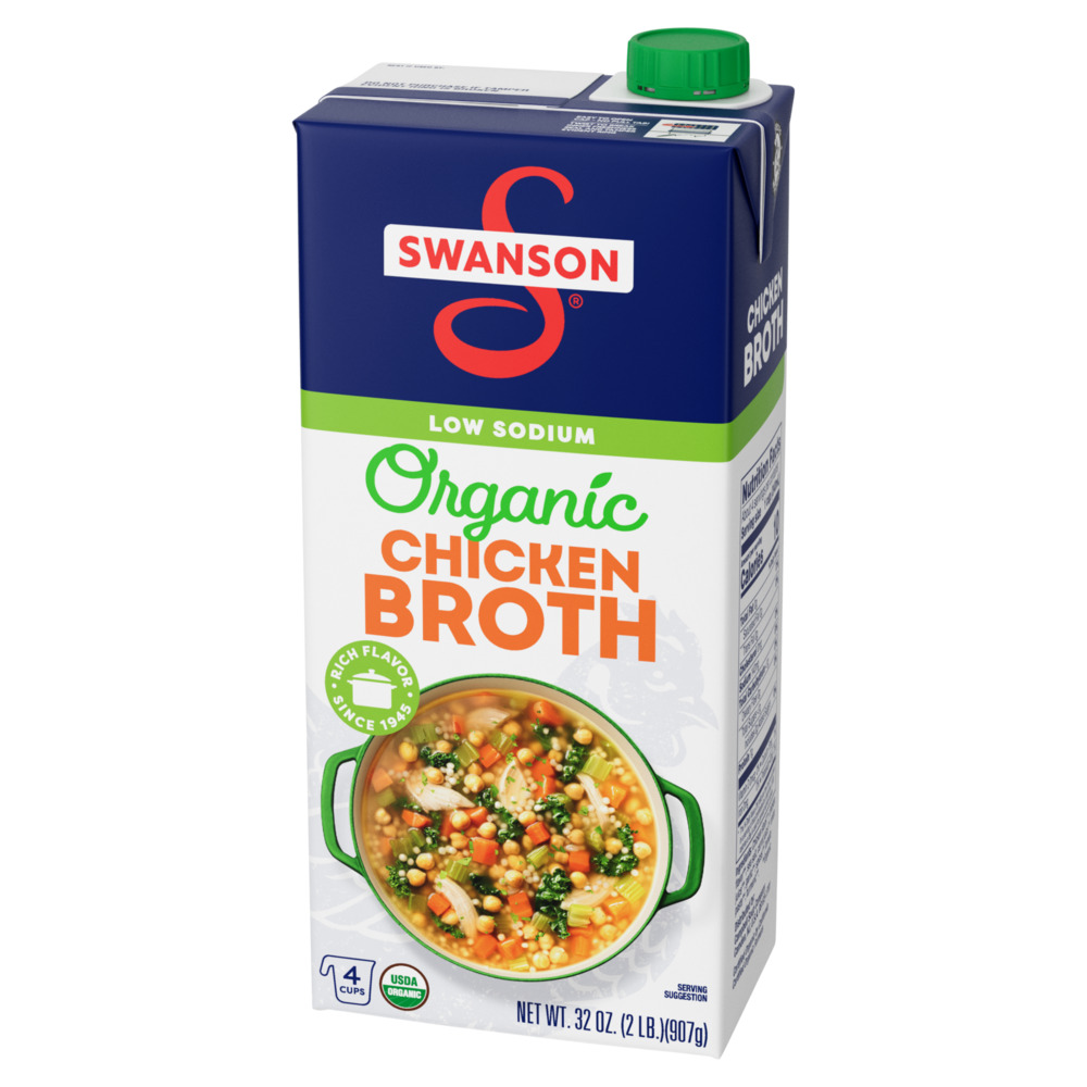 Swanson® Organic 100% Natural, Low Sodium Chicken Broth-Front-Right ...