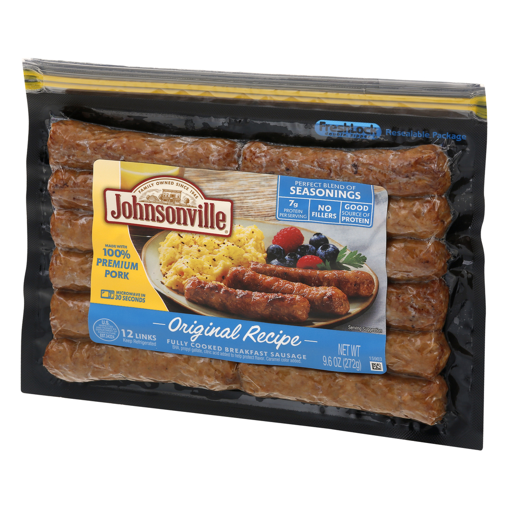 Johnsonville Breakfast Sausage, Original Recipe, Fully Cooked-Front ...