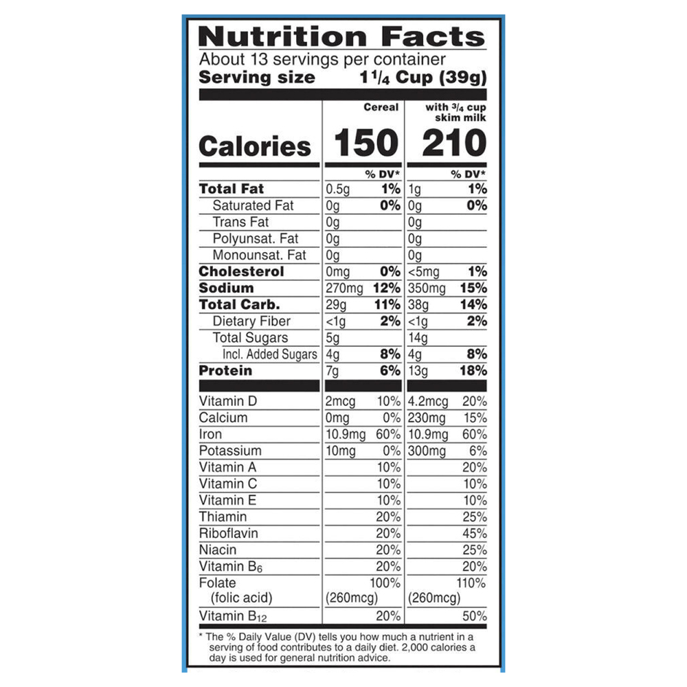 Special K Cereal, Original, Family Size-Nutrition-Facts