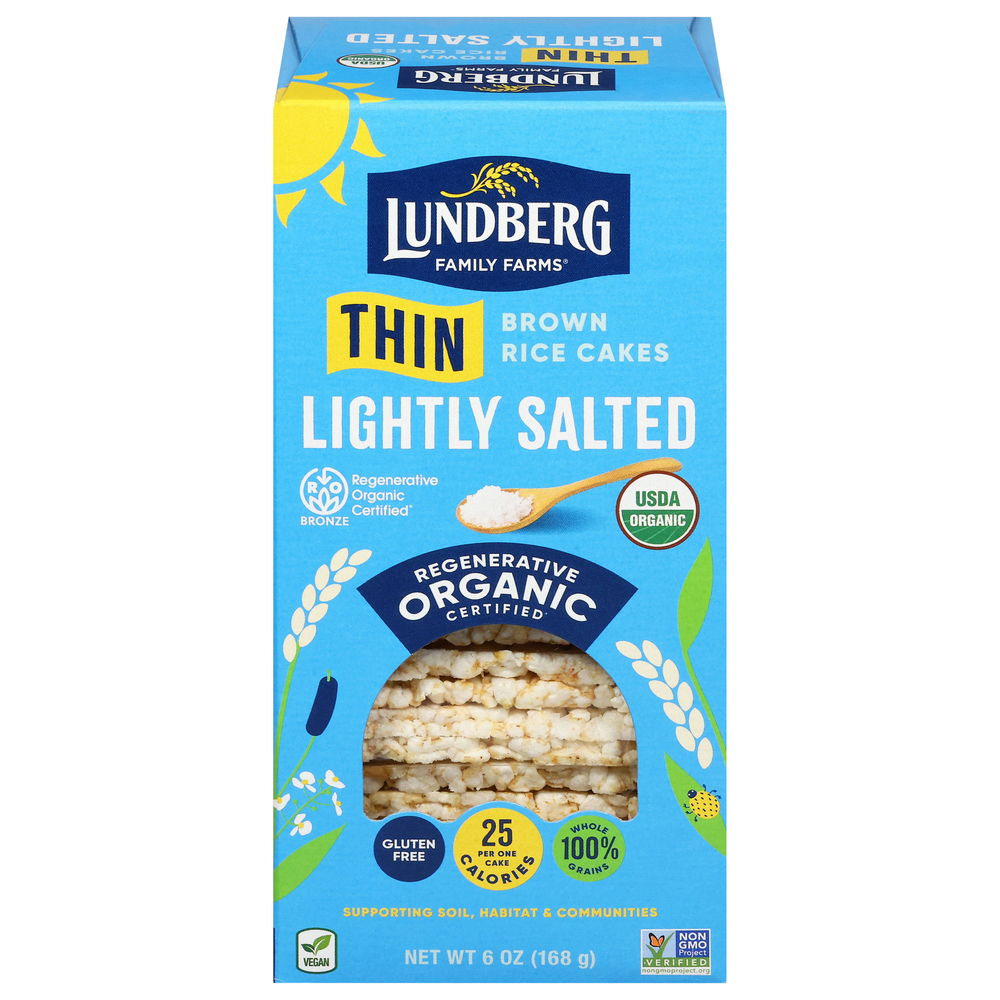 Lundberg Family Farms Thin Stackers Rice Cakes, Organic, Lightly Salted ...