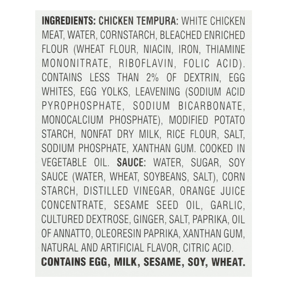 InnovAsian Orange Chicken Meal (Frozen)-Ingredients