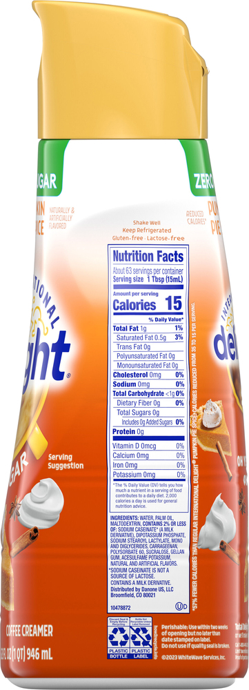 International Delight Coffee Creamer, Zero Sugar, Pumpkin Pie Spice ...