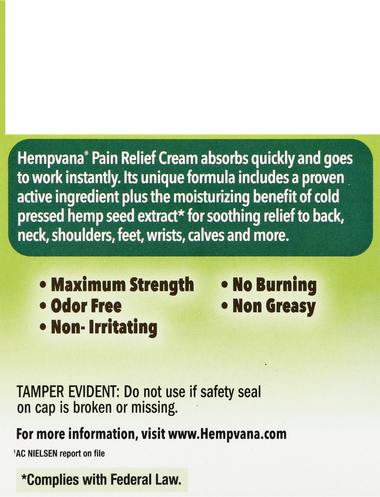 Hempvana Pain Relief Cream, Maximum Strength-Planogram-Left