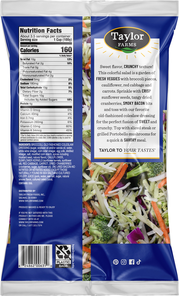 Taylor Farms Broccoli Crunch Chopped Salad Kit-Planogram-Back