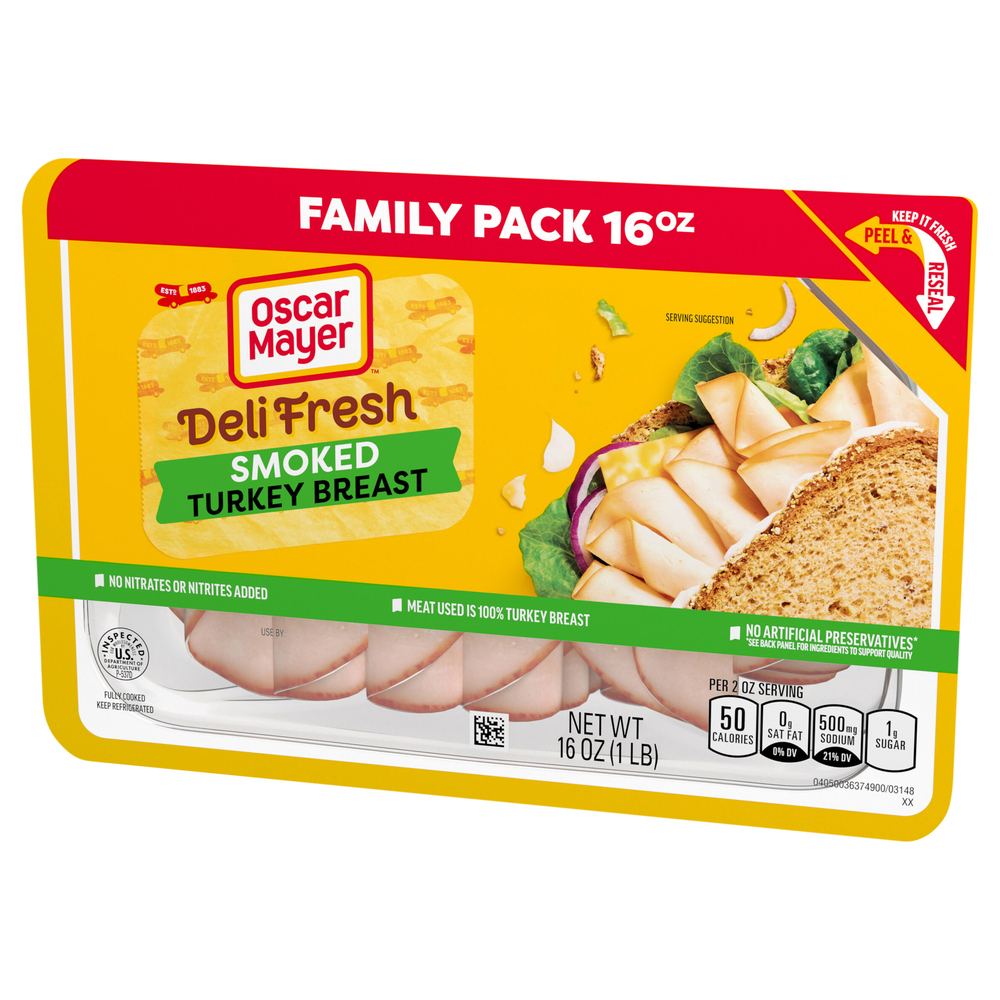 Oscar Mayer Turkey Breast, Smoked, Family Pack-Front-Right-Elevated