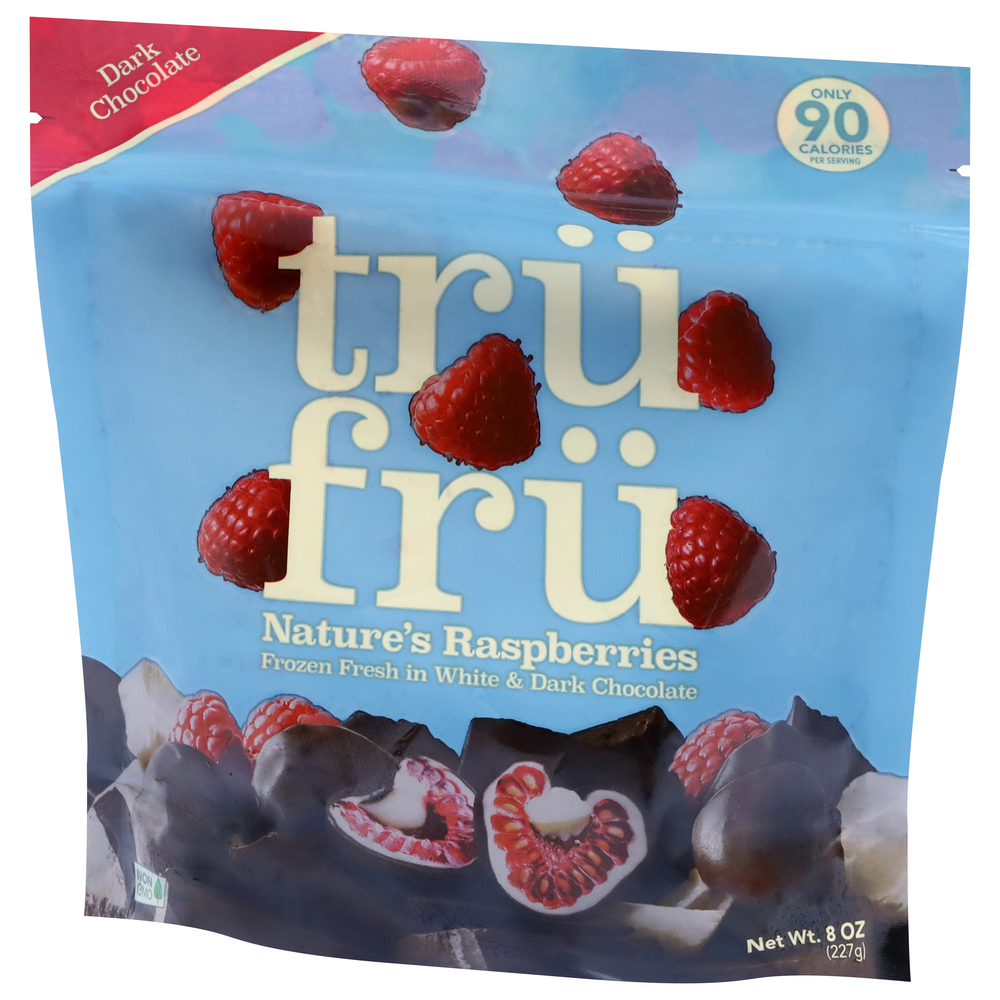 Tru Fru Nature's Raspberries, Dark Chocolate-Front-Right-Elevated