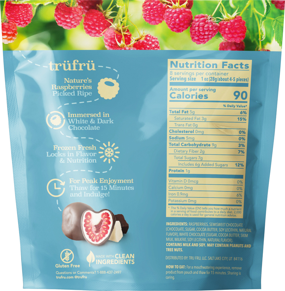 Tru Fru Nature's Raspberries, Dark Chocolate-Planogram-Back