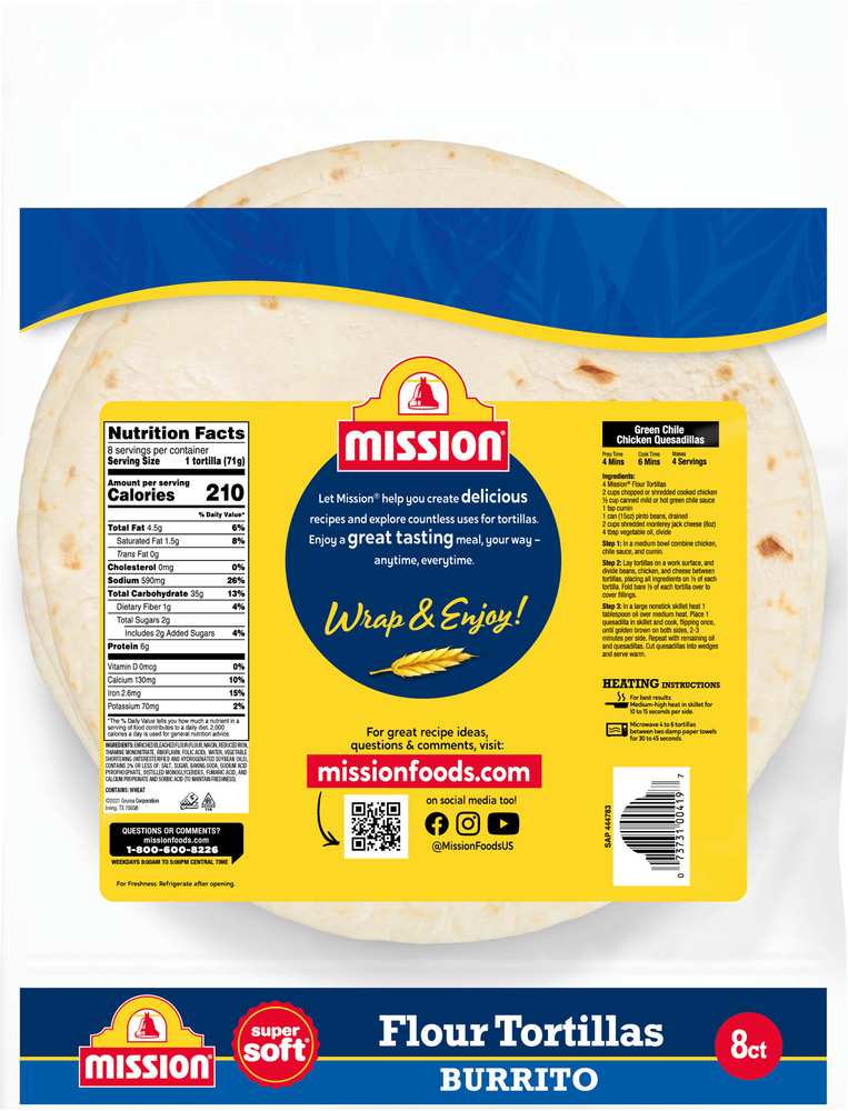 Mission Super Soft Tortillas, Flour, Large Burrito-Planogram-Back