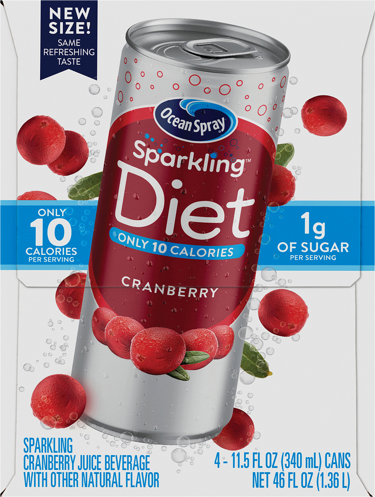 Ocean Spray Sparkling Juice Beverage, Cranberry, Diet-Planogram-Left