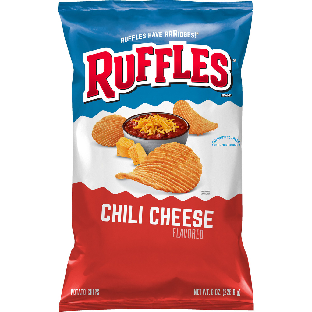 Ruffles Potato Chips, Chili Cheese Flavored-Hero
