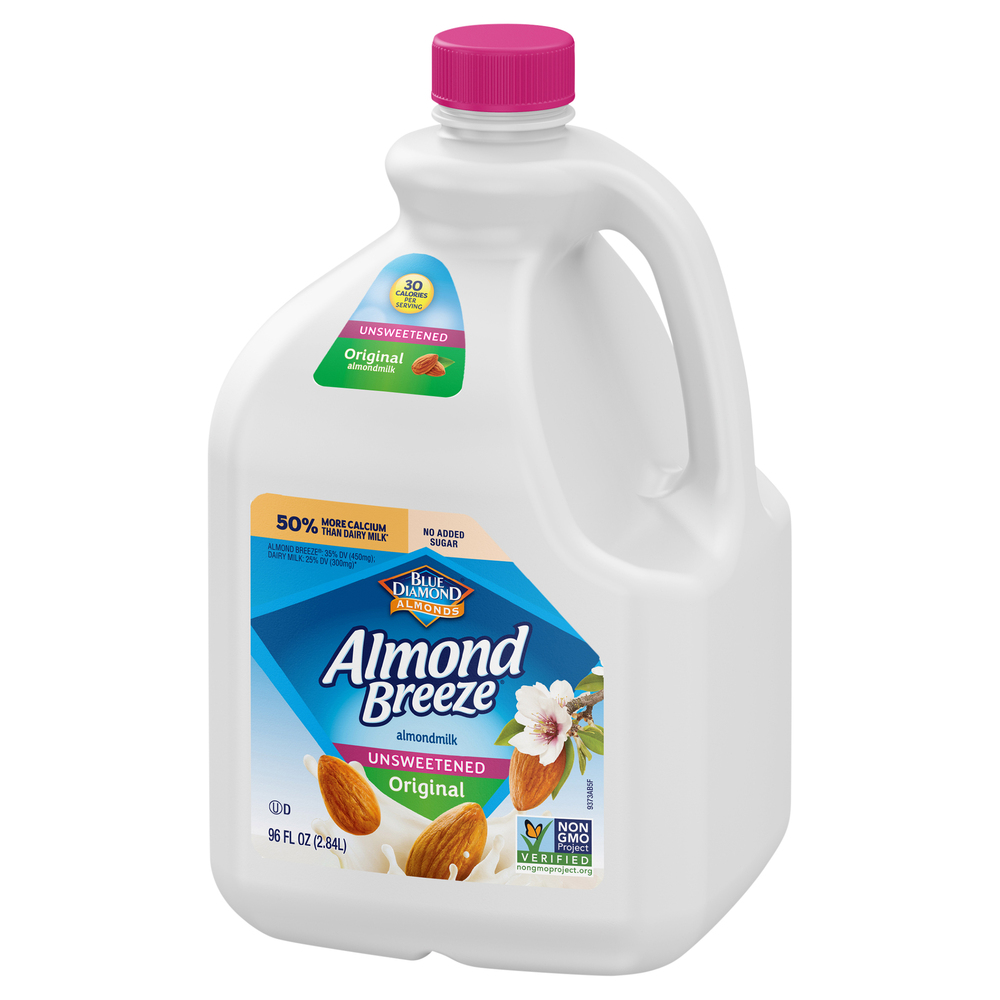 Blue Diamond Almond Breeze Almondmilk, Original, Unsweetened-Front-Right-Elevated