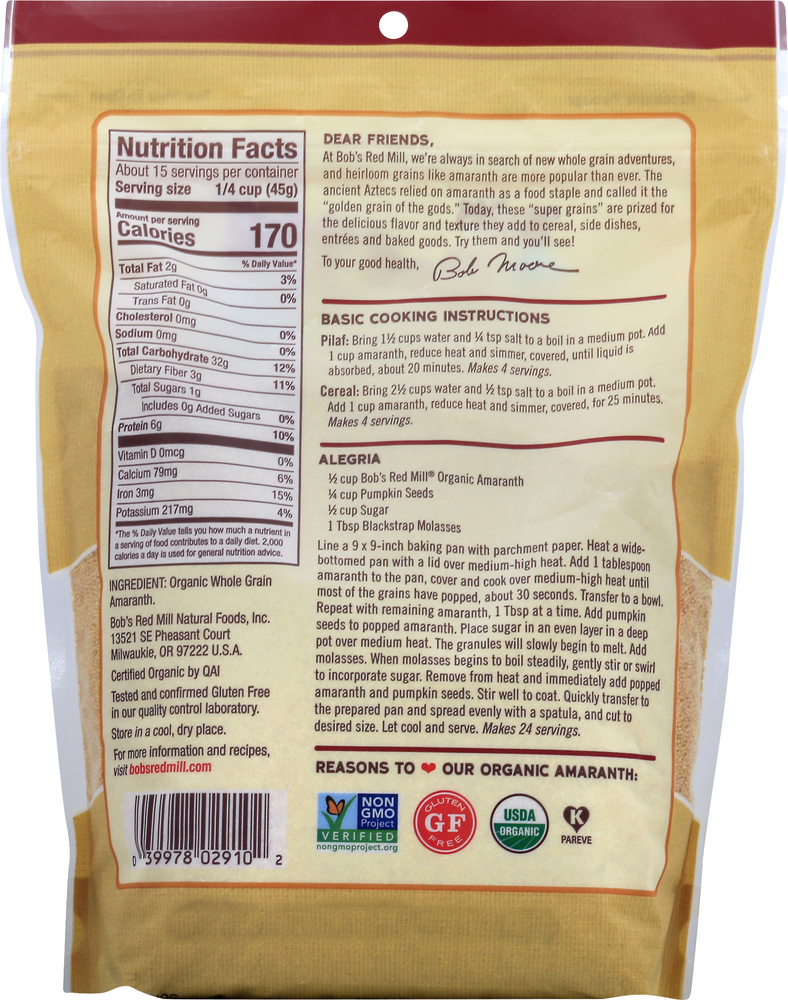 how to cook amaranth bobs red mill