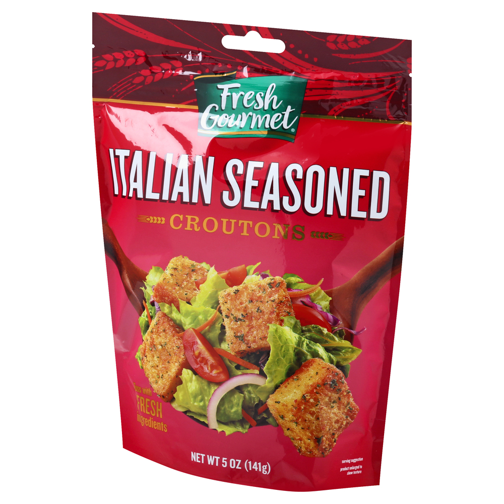 Fresh Gourmet Croutons, Italian Seasoned-Front-Right-Elevated