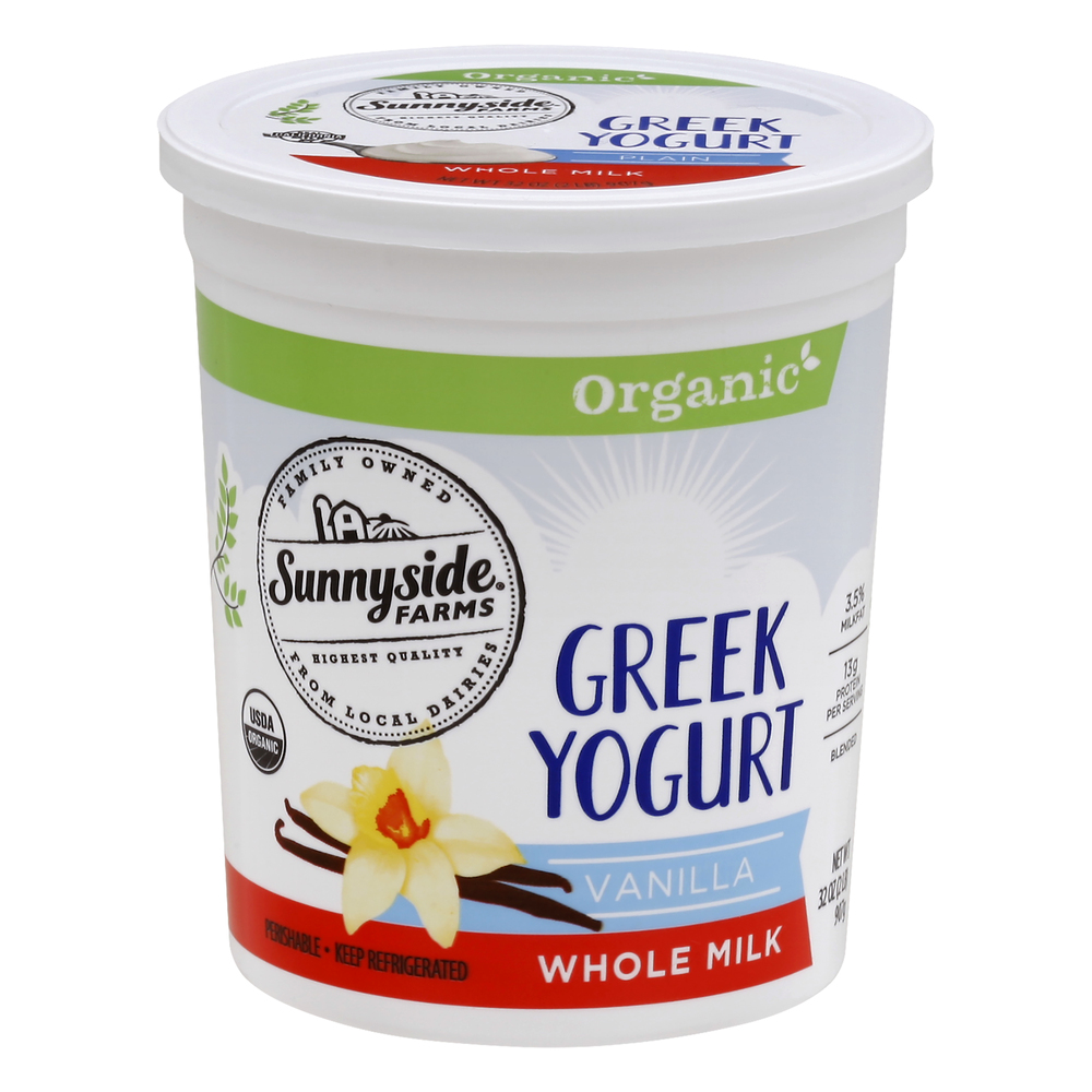 Sunnyside Farms Yogurt, Greek, Organic, Vanilla, Whole Milk-Main