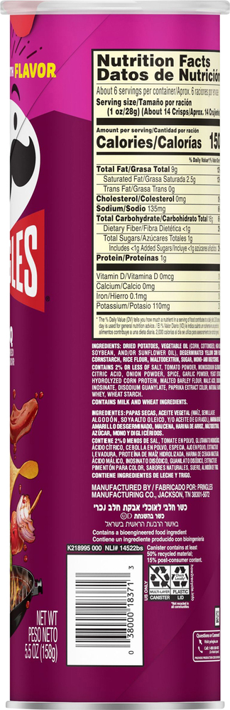 pringles fat content