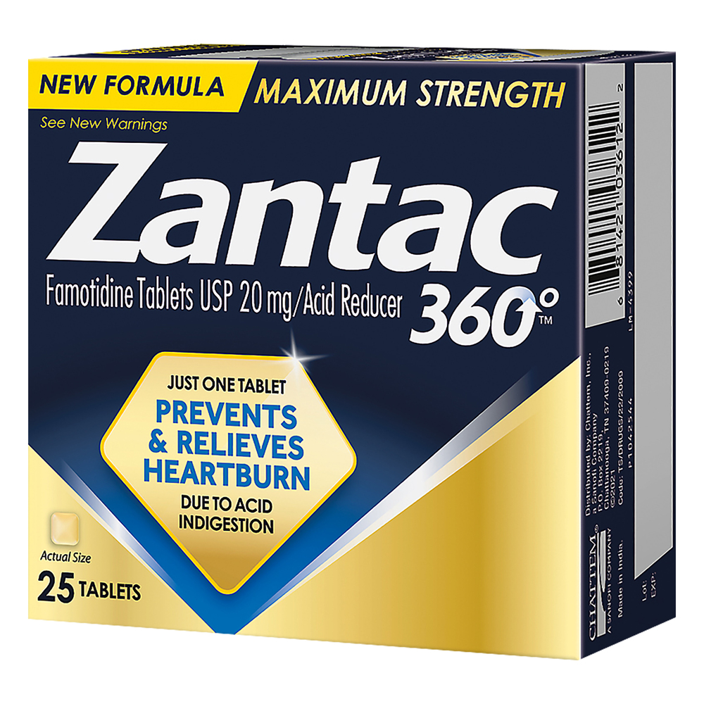 Zantac 360 Acid Reducer, Maximum Strength, Tablets-Front-Right-Elevated
