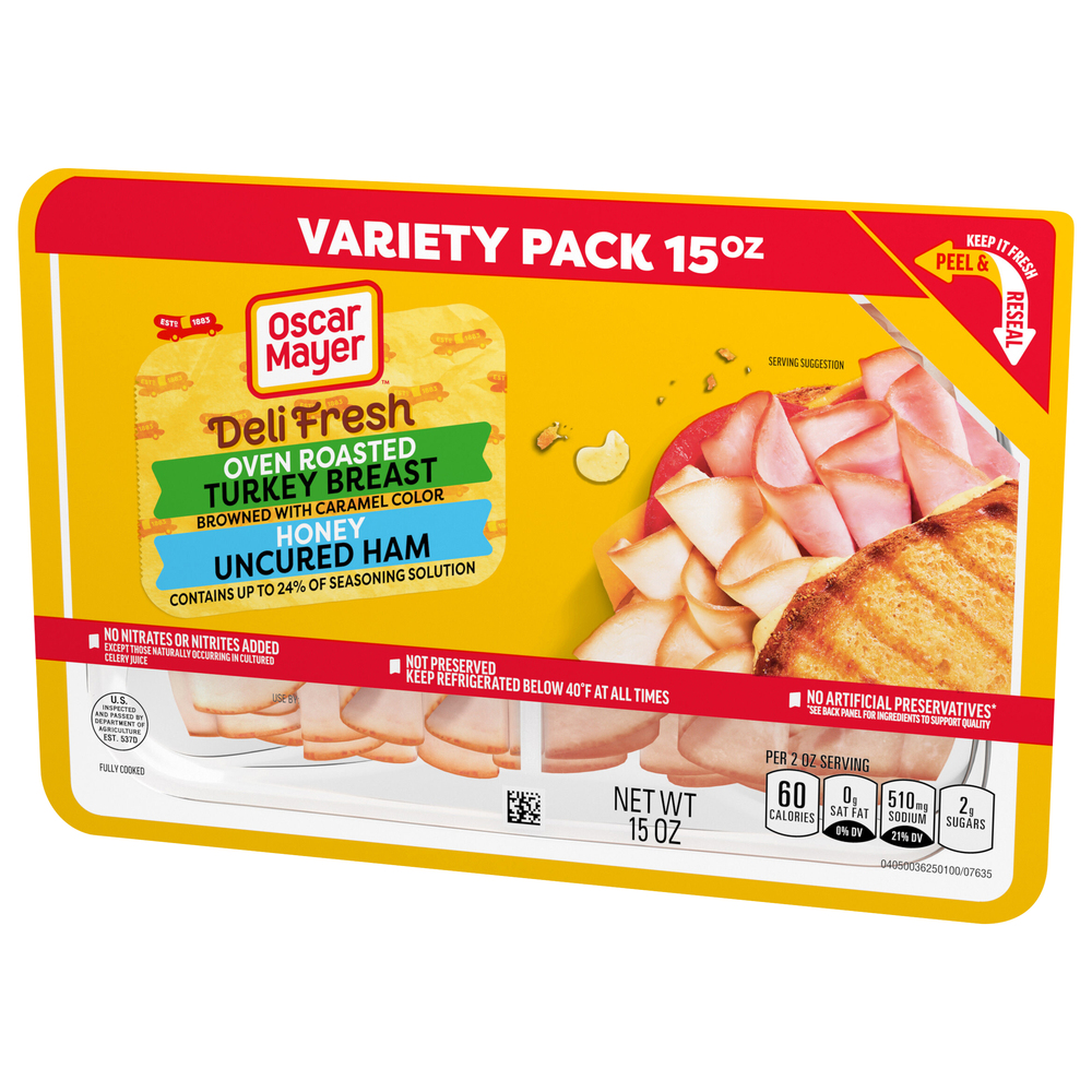 Oscar Mayer Deli Fresh Turkey Breast/Uncured Ham, Oven Roasted/Honey ...