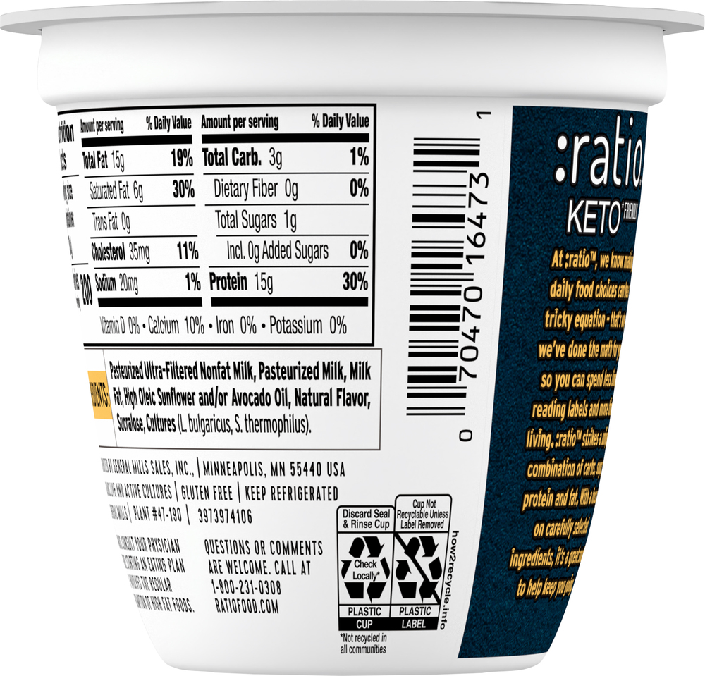 Ratio Keto Friendly Dairy Snack, Vanilla-Planogram-Back