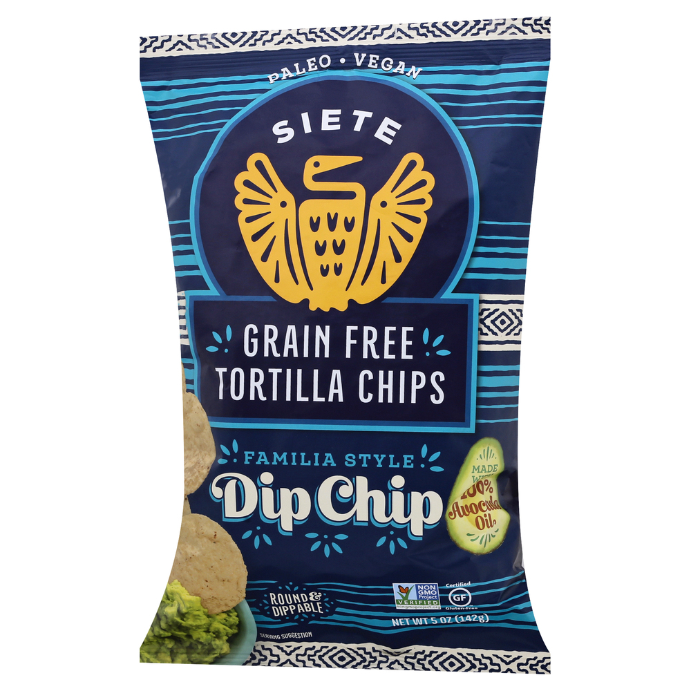 Siete Tortilla Chips, Grain Free, Dip Chip, Familia Style-Front-Right ...